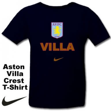 Aston Villa T-Shirt Aston Villa Official Crest Shirt AVFC Villa T-Shirt